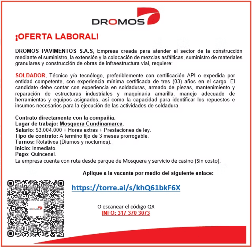 Vacantes | Dromos Pavimentos